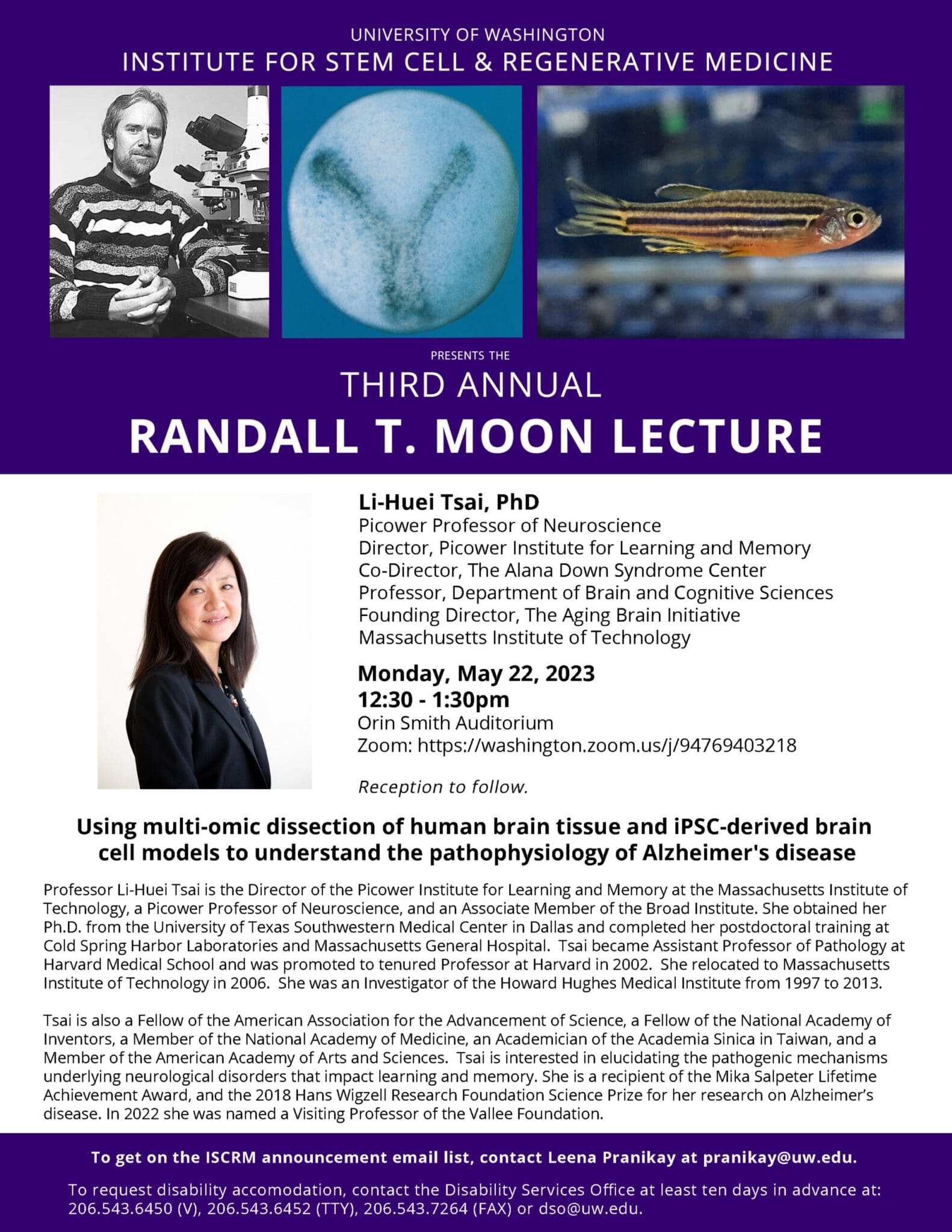 Randall T. Moon Lecture: Li-Huei Tsai, PhD - Institute for Stem Cell ...