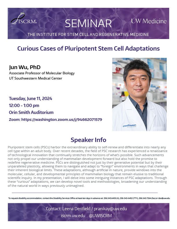 Jun Wu, PhD - Institute for Stem Cell & Regenerative Medicine